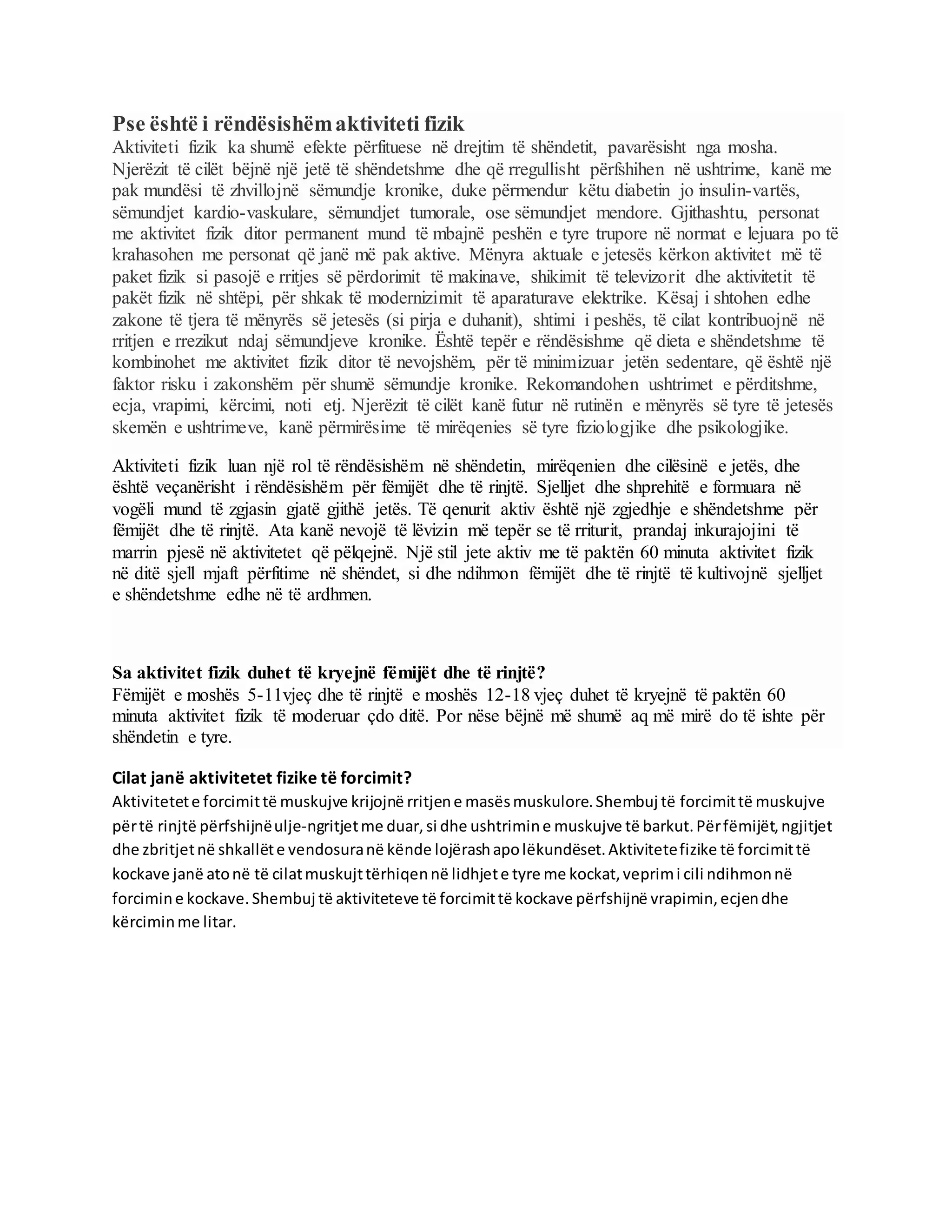 aktiviteti fizik dhe ndikimi i tij ne shendetin tone | DOCX