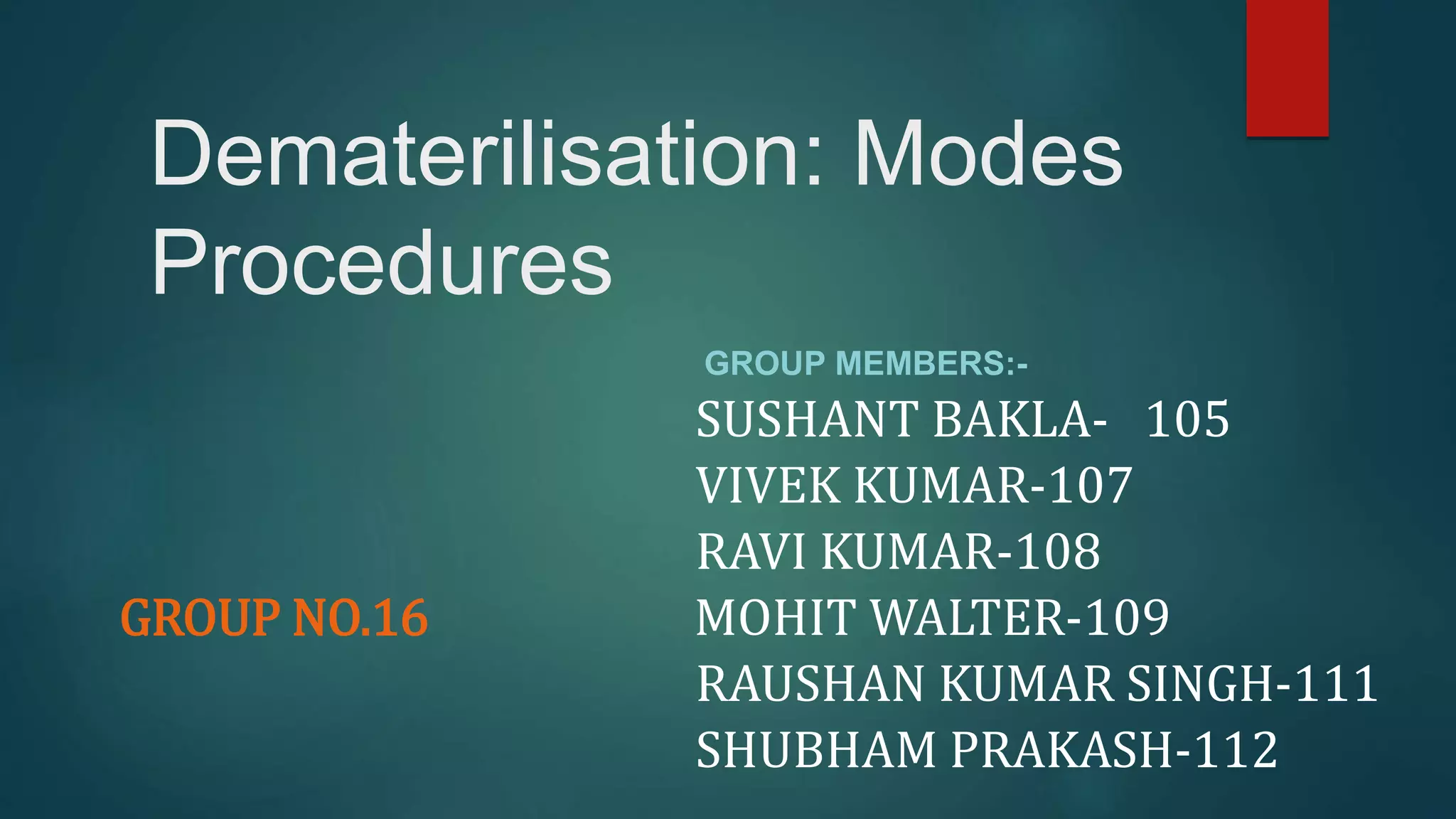 DEMATERIALISATION:MODES & PROCEDURE | PPTX