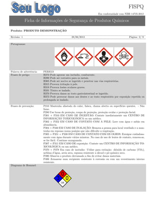 FISPQ (Documento gerado pelo SafetyChem) | PDF