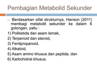 Fistan materi 1 metabolit primer dan sekunder | PPTX