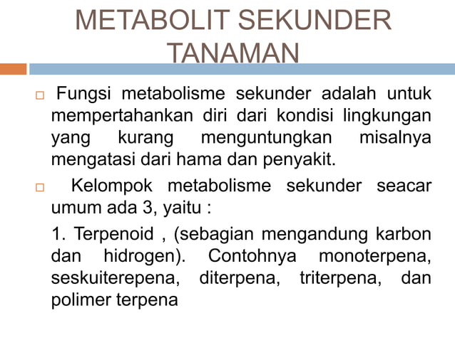 Fistan materi 1 metabolit primer dan sekunder | PPTX
