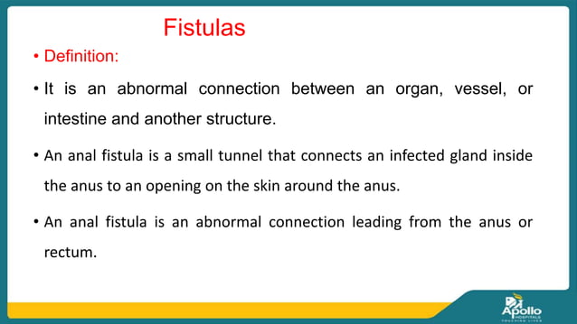fistula.pptx | Digestive Disorders | Diseases and Conditions