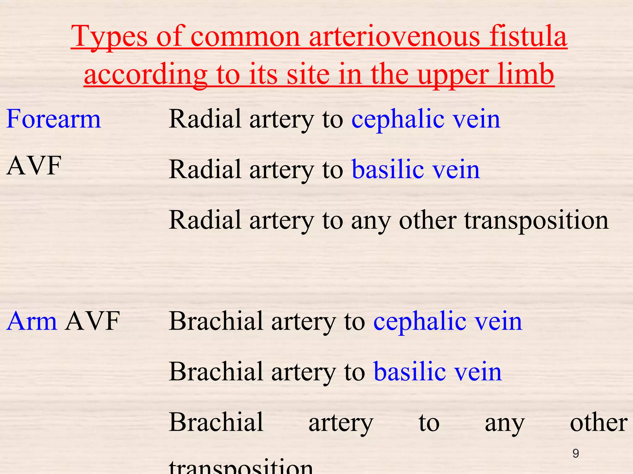 Fistula (Arteriovenous fistula -AVF) | PPT