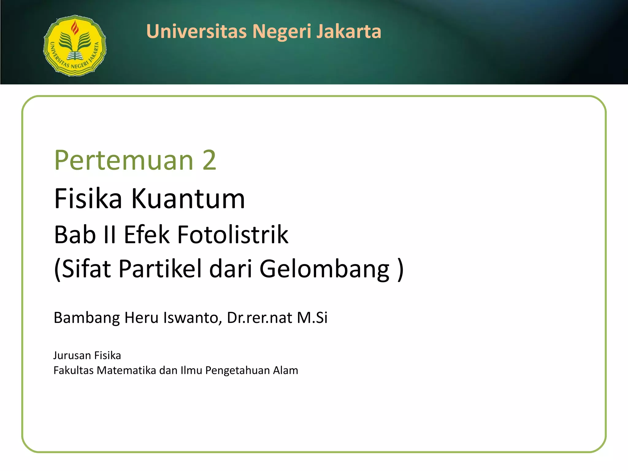 Fistum 2-efek fotolistrik | PPT