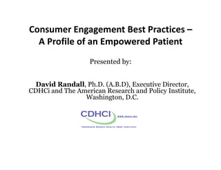 Consumer Engagement Best Practices | PDF | Health Insurance | Insurance