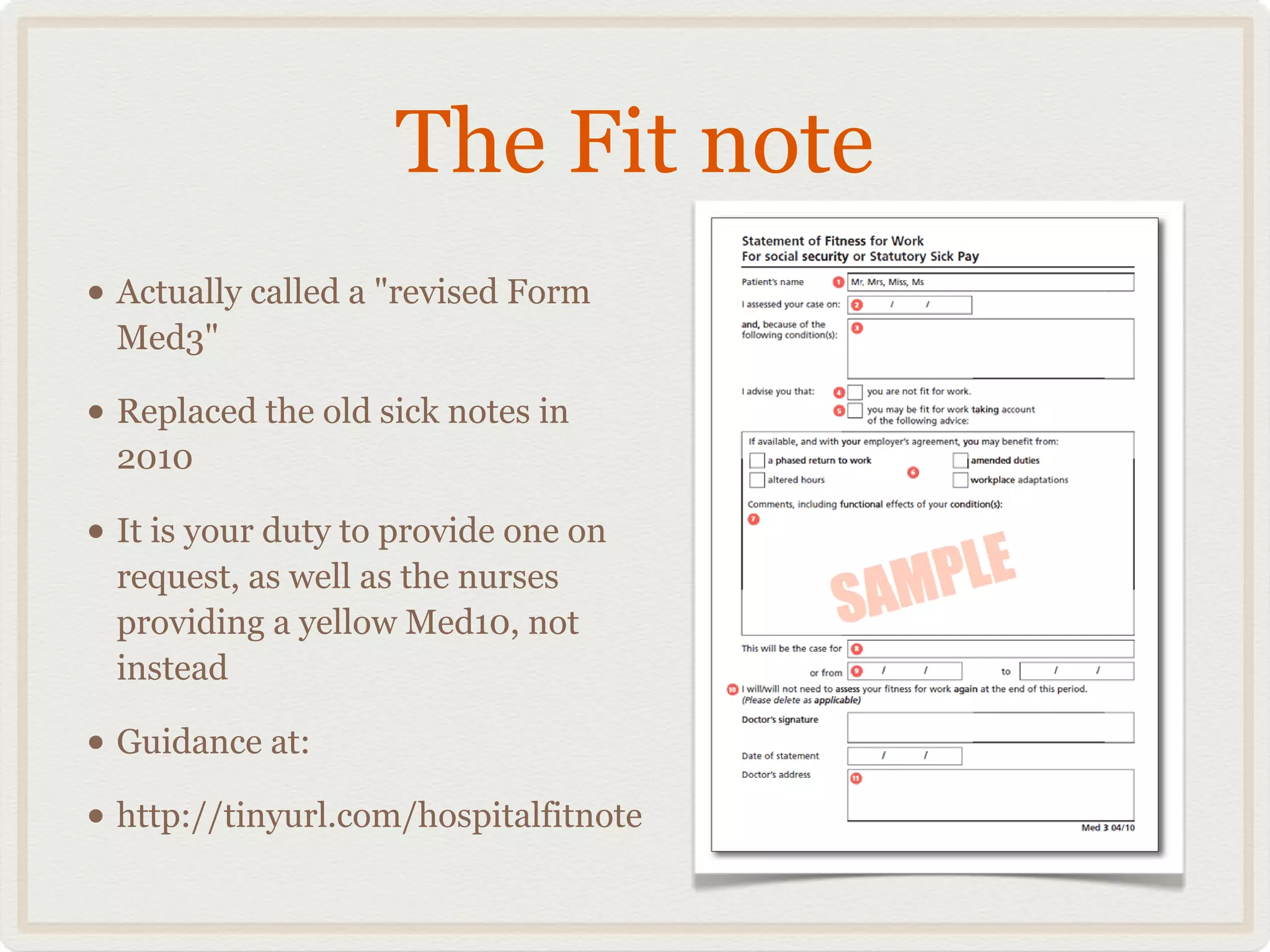 Fit notes for hospital doctors | PPT