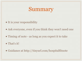 Fit notes for hospital doctors | PPT