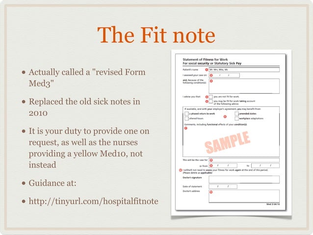 Fit notes for hospital doctors | PPT