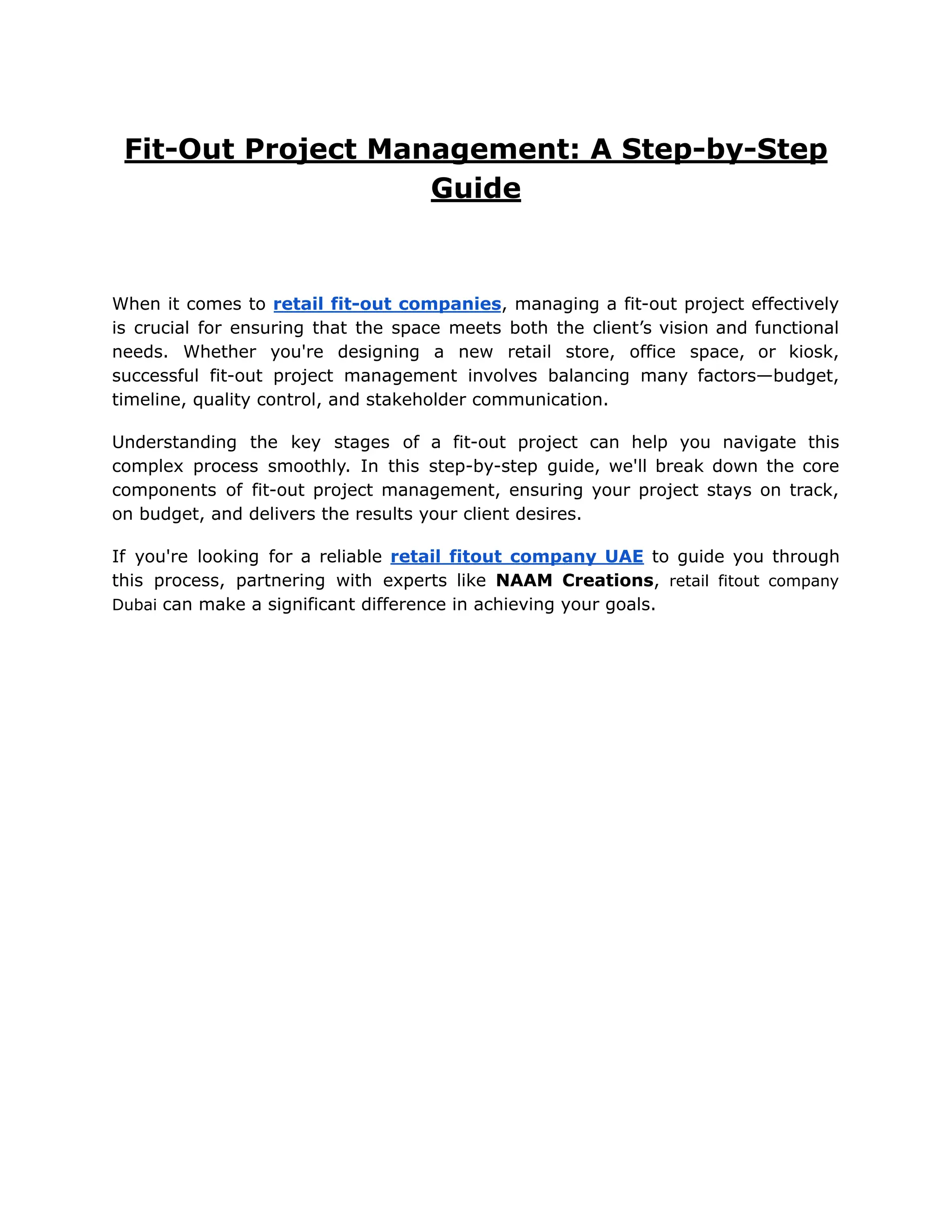 Fit-Out Project Management: A Step-by-Step Guide to Success | PDF