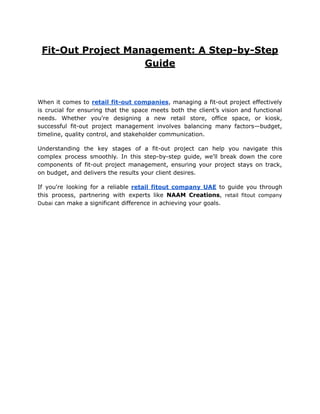 Fit-Out Project Management: A Step-by-Step Guide to Success | PDF