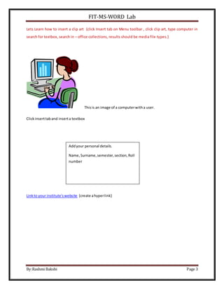 FIT-MS-WORD Lab | BCA | DOCX