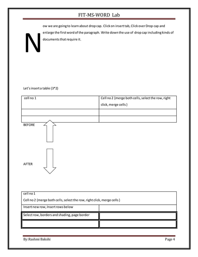 FIT-MS-WORD Lab | BCA | DOCX | Desktop Publishing | Computer Software ...