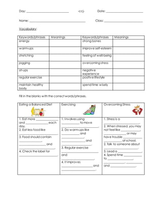 Fit as a fiddle_fitness for children (worksheet) | DOCX