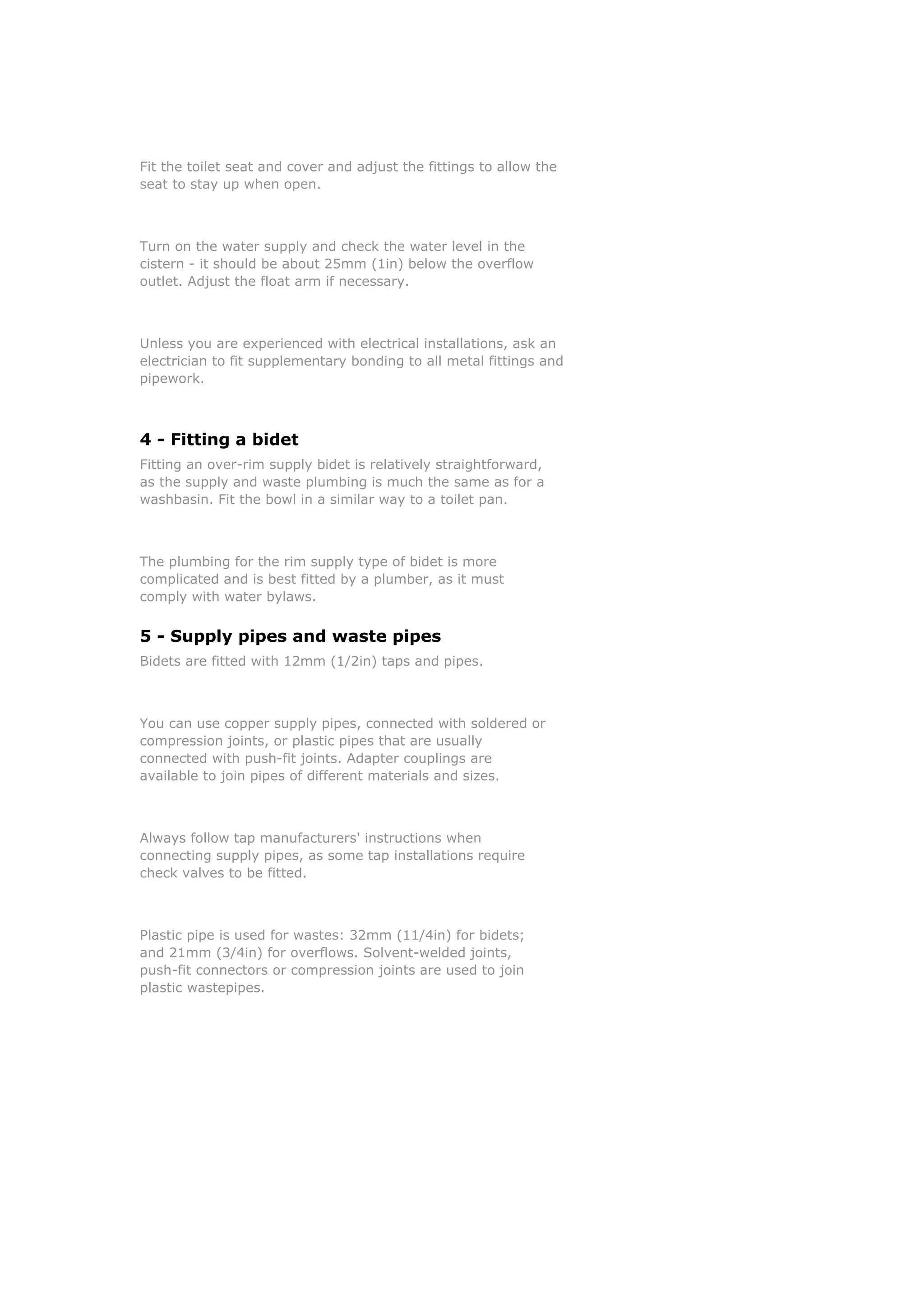 Fit a toilet and bidet | PDF