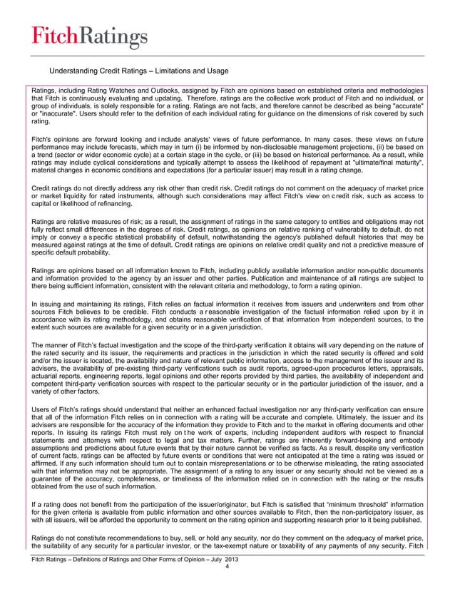 Fitch Ratings: Definitions of Ratings | PDF