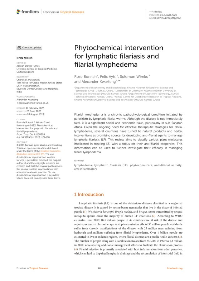 Phytochemical Intervention Lymphatic Filariasis | PDF