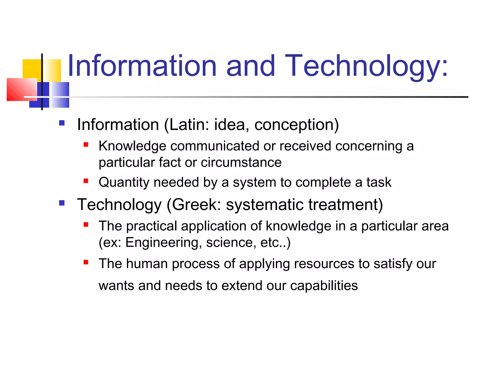 Basics of information technology | PPT