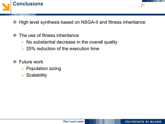 Fitness Inheritance in Evolutionary and Multi-Objective High-Level Synthesis | PPT