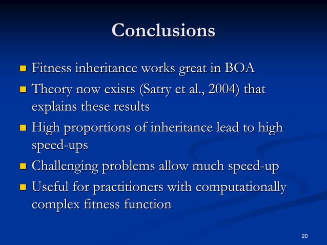 Fitness Inheritance In The Bayesian Optimization Algorithm Ppt