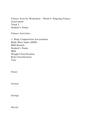 Fitness Activity Worksheet – Week 6 Ongoing Fitness AssessmentT.docx