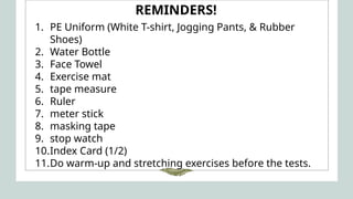 fitness assessment test.pptx Pathfit - 3 | PPT