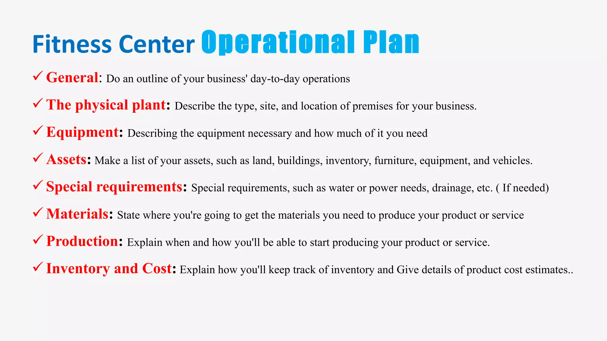 Fitness center Business Plan | PPTX