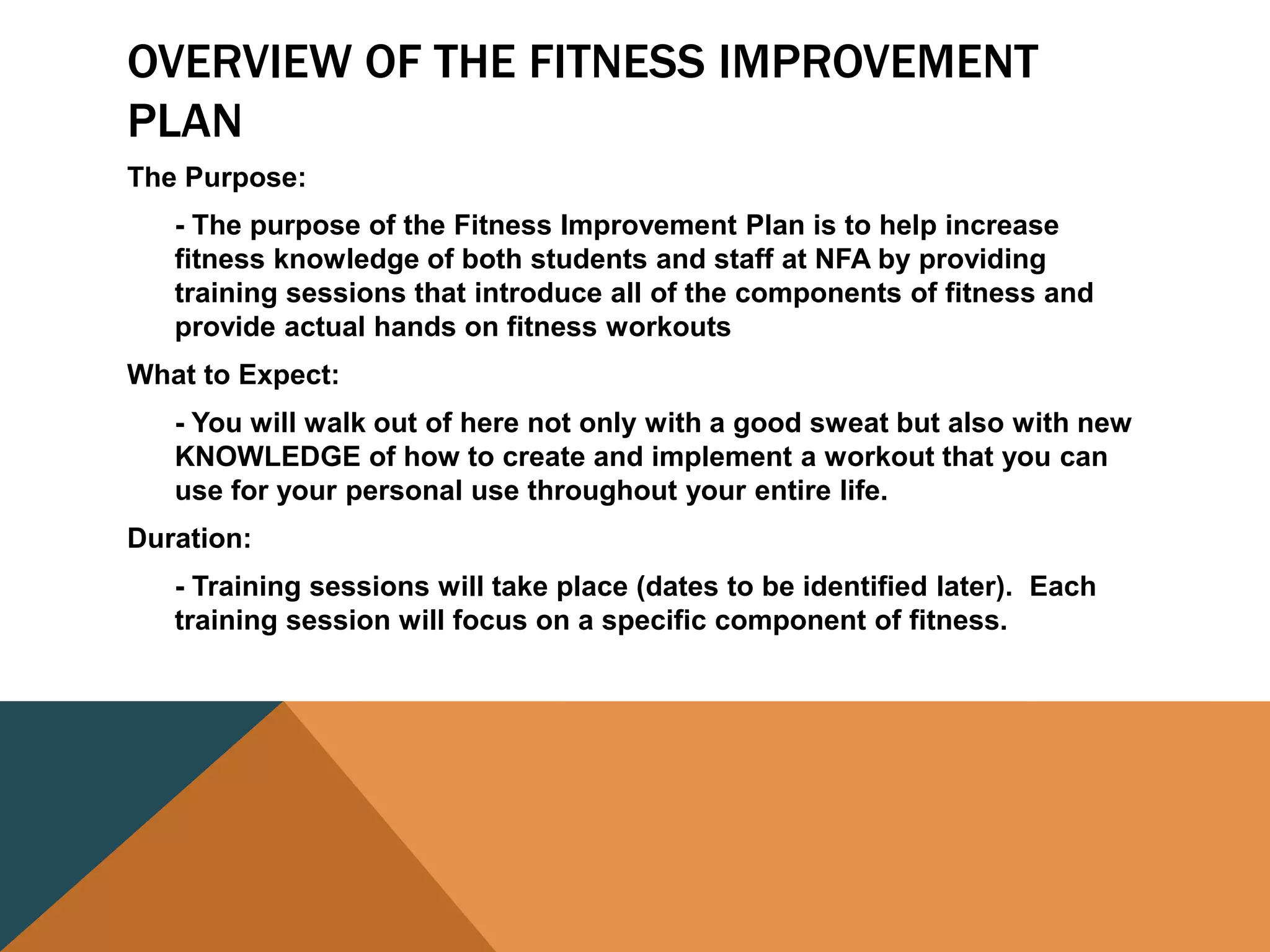 Fitness improvement plan pres | PPTX