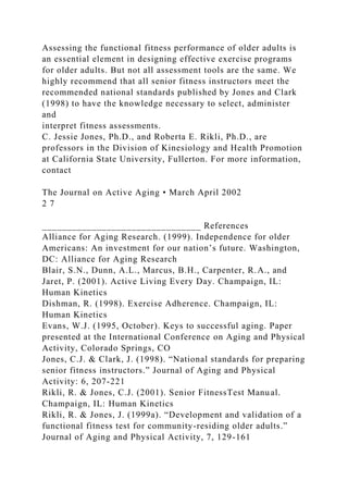 fitness of older adults Helping to delay physical frailty and .docx