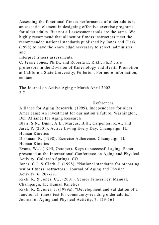 fitness of older adults Helping to delay physical frailty and .docx