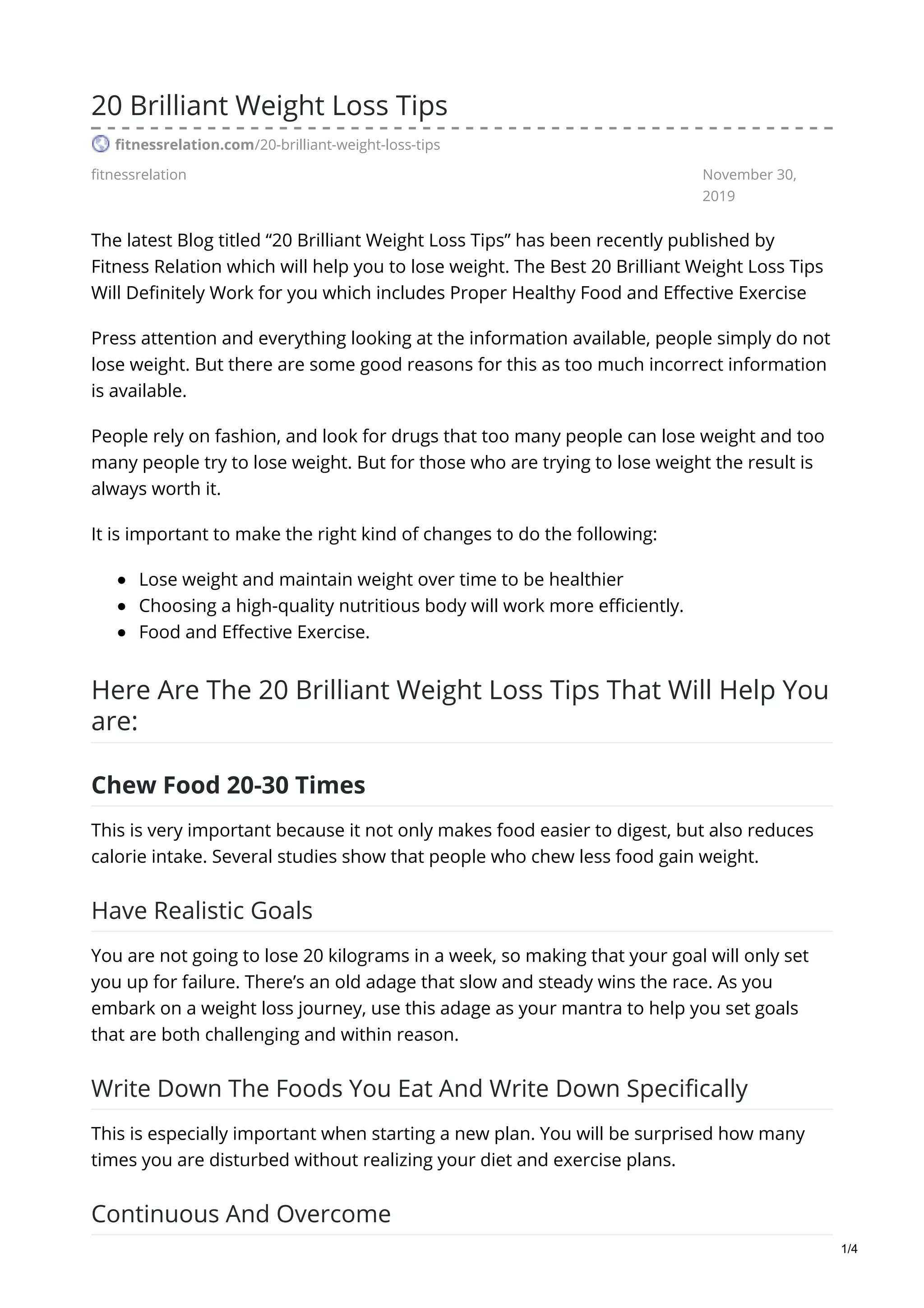 20 brilliant weight loss tips | PDF