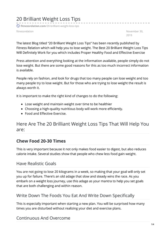 20 brilliant weight loss tips | PDF