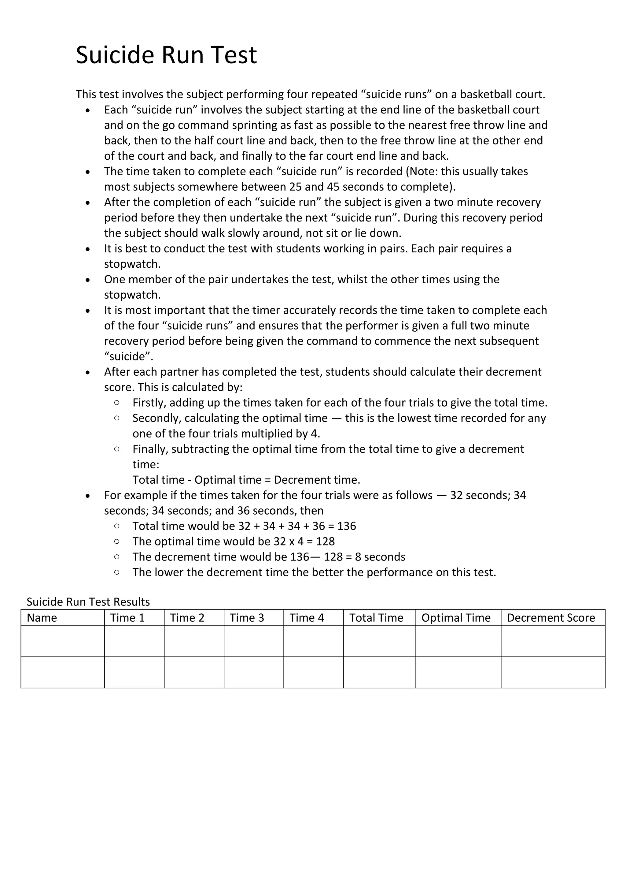 Fitness test procedures | DOCX