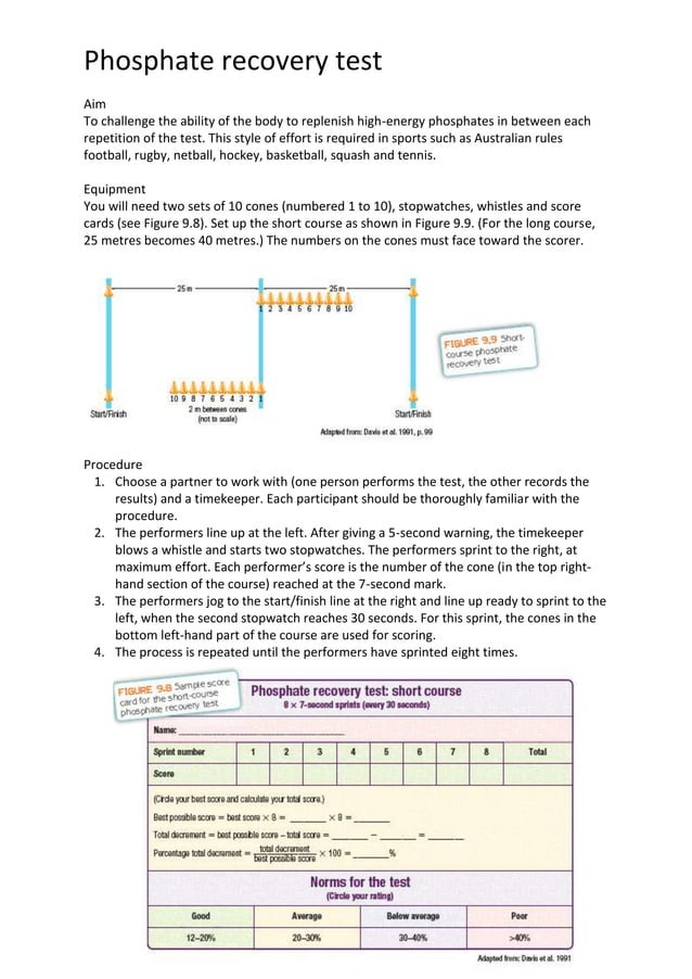 Fitness test procedures | DOCX | Track and Field | Sports