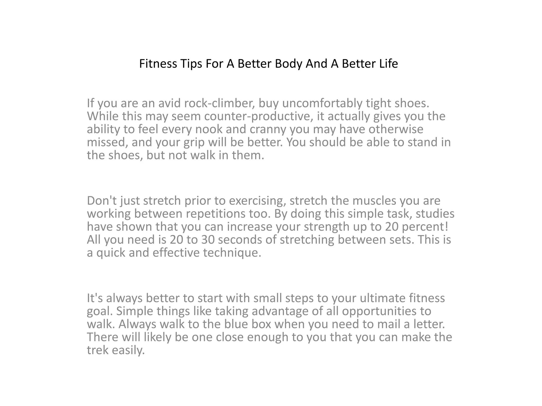 Fitness tips for a better body and a better life | PPT