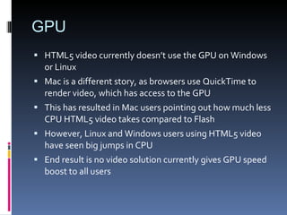 Html5 Video Vs Flash Video presentation | PPT | Browsers | Computer ...