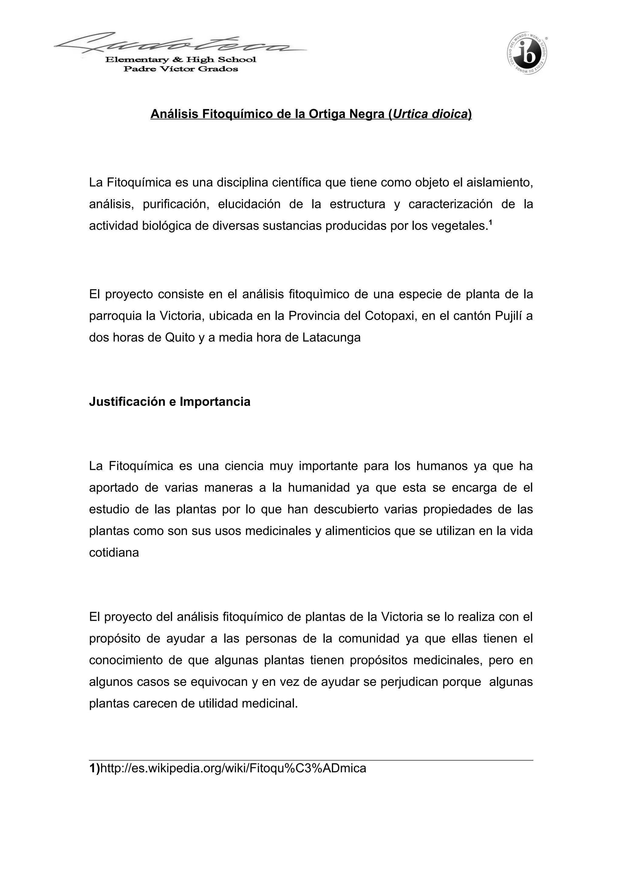 Analisis Fitoquimico de la Ortiga Negra | DOC