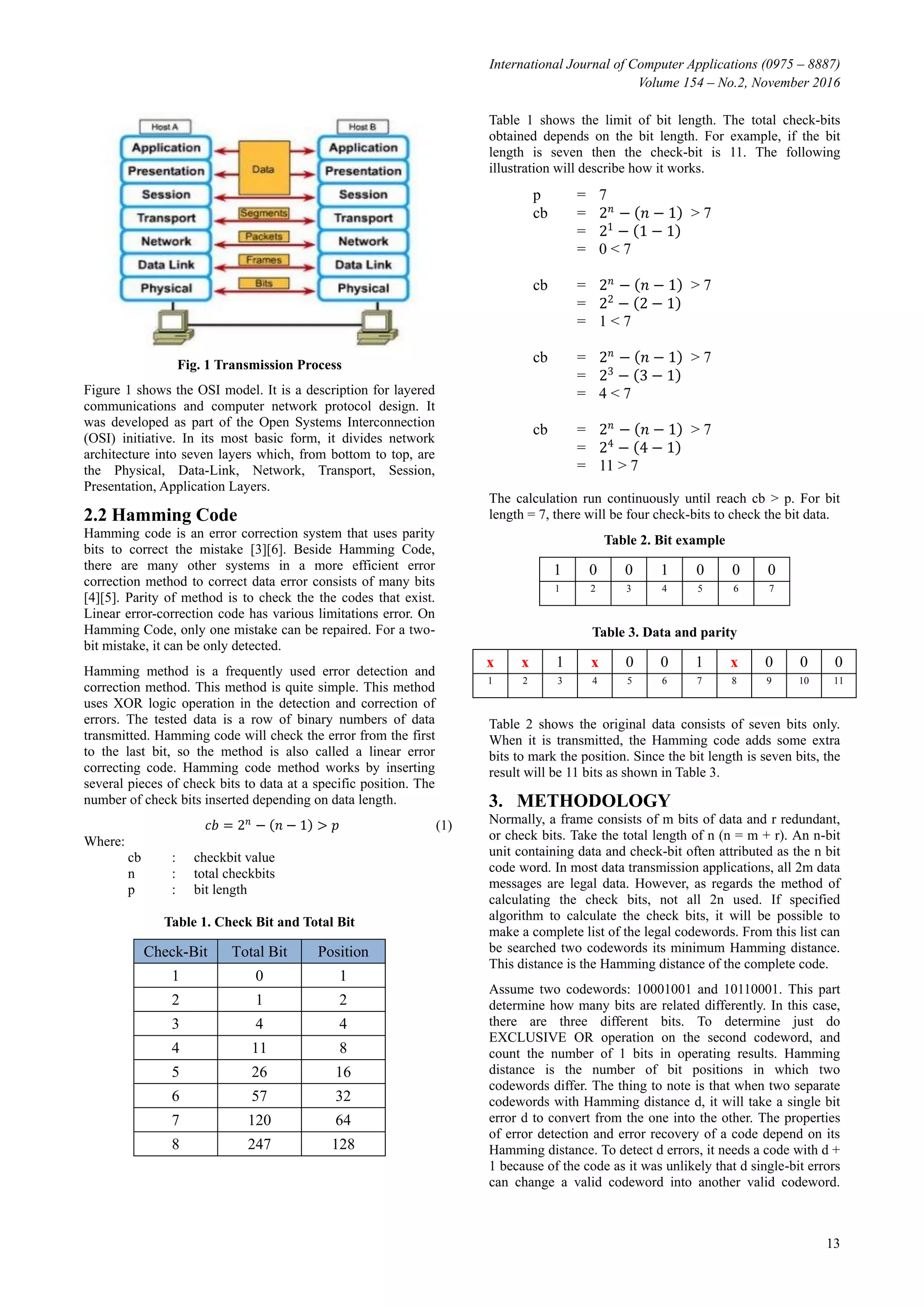 Single Bit Parity Detection And Correction Using Hamming Code 7 Bit Model Pdf