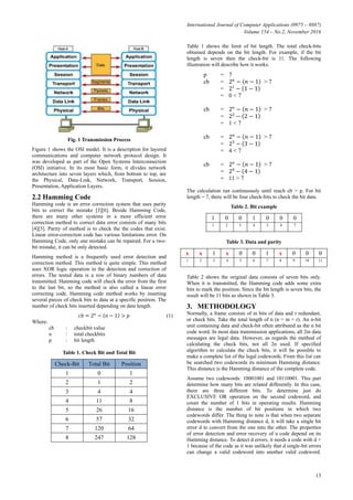 Single-Bit Parity Detection and Correction using Hamming Code 7-Bit Model | PDF