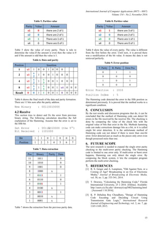 Single-Bit Parity Detection and Correction using Hamming Code 7-Bit Model | PDF