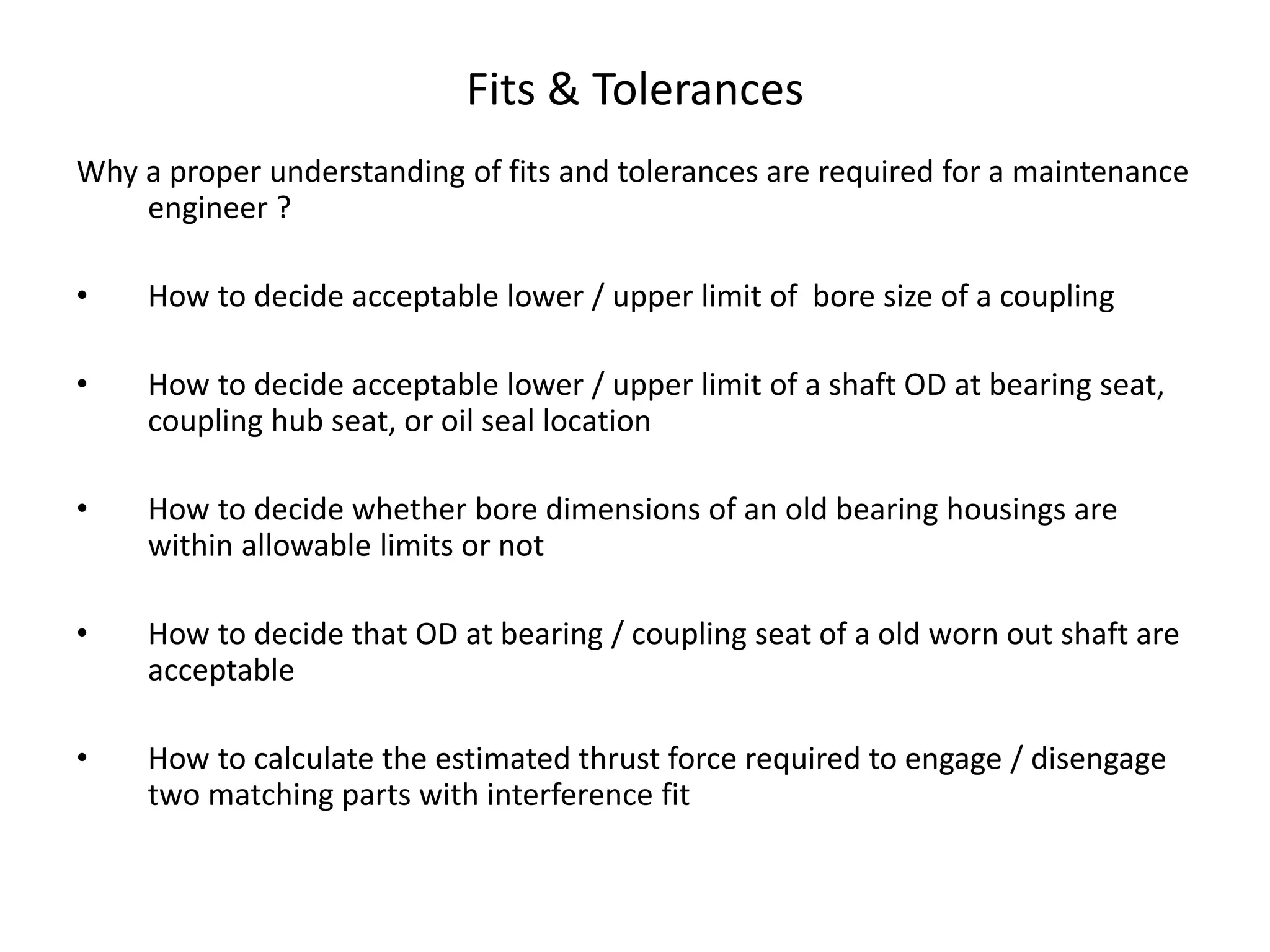 Engineering -Fits and tolerances | PPTX