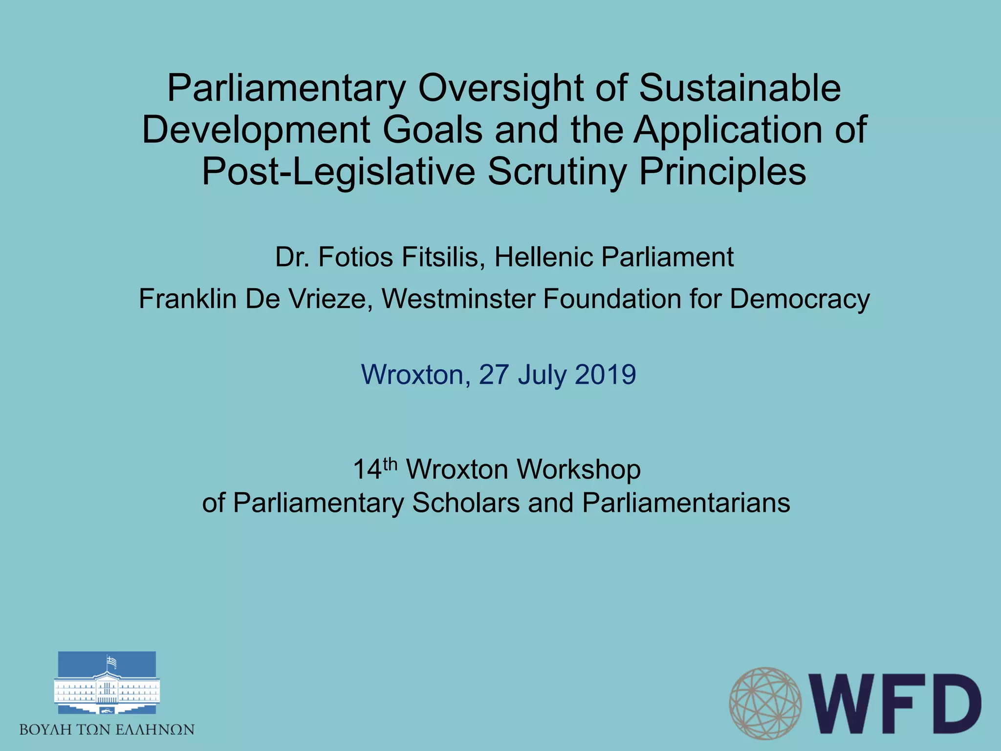 Parliamentary Oversight of Sustainable Development Goals and the ...