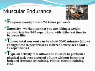 FITT physical fitness test: Frequency, Intensity, Type and Time | PPT
