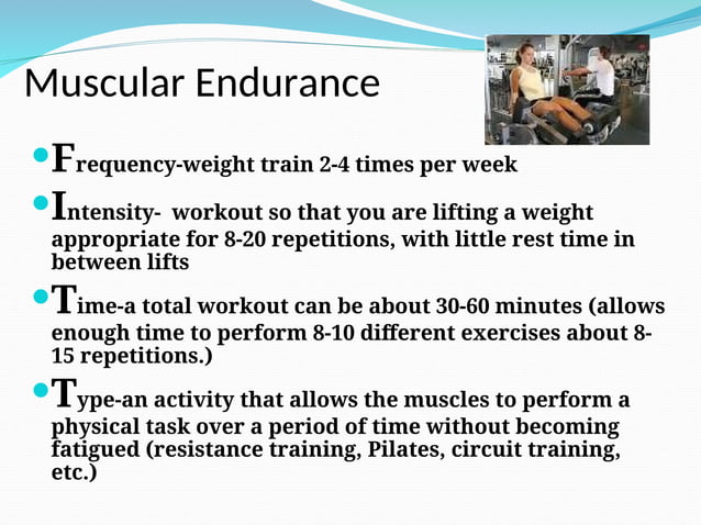 FITT physical fitness test: Frequency, Intensity, Type and Time | PPT