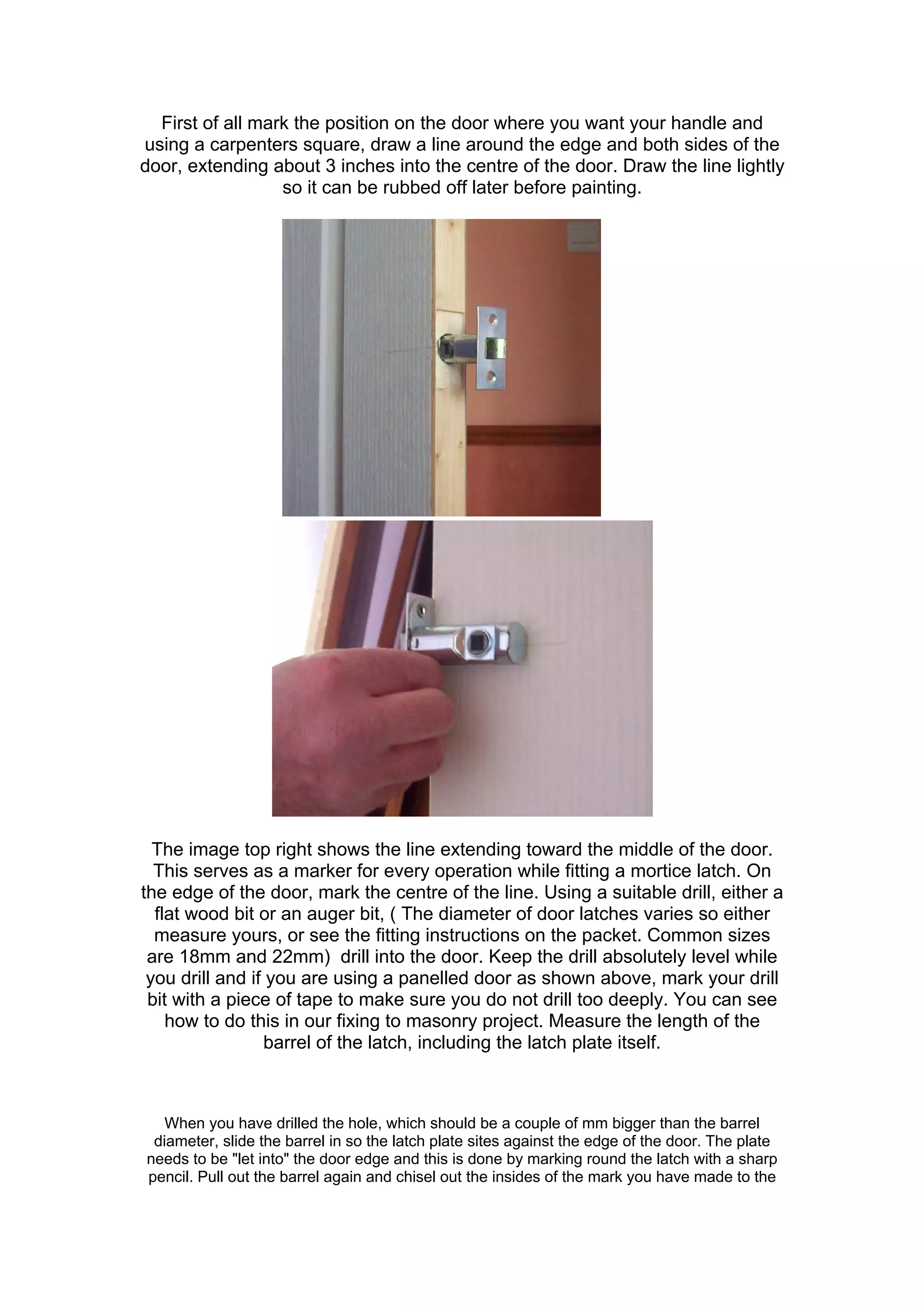 Fitting a mortice latch | PDF