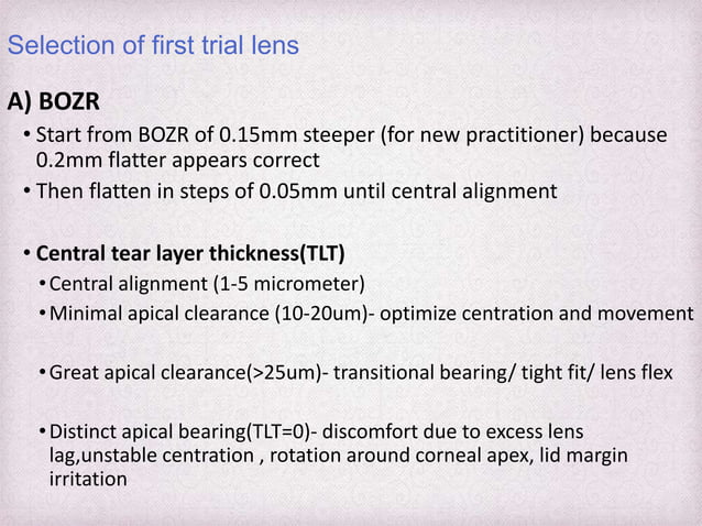 Fitting Philosophies and Assessment of Spherical RGP lenses | PPTX ...