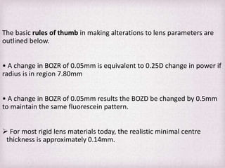 Fitting Philosophies and Assessment of Spherical RGP lenses | PPTX