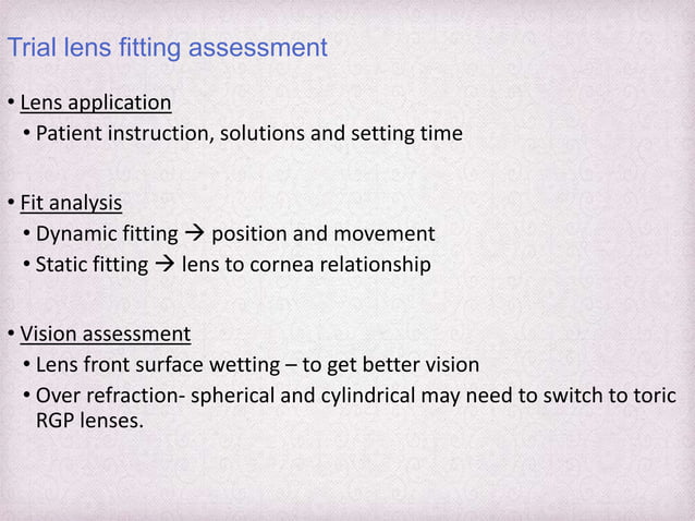 Fitting Philosophies and Assessment of Spherical RGP lenses | PPTX ...