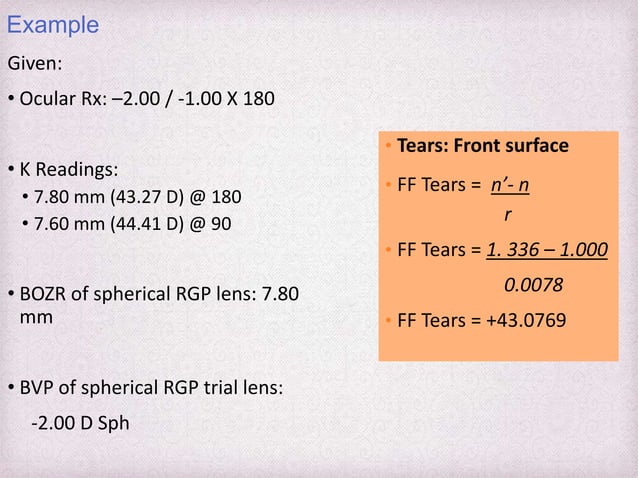 Fitting Philosophies and Assessment of Spherical RGP lenses | PPTX | Eye and Vision Conditions ...