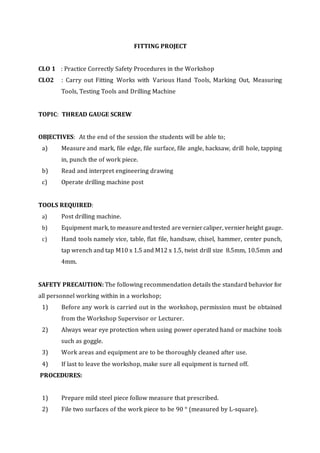 Fitting project Rubric | PDF