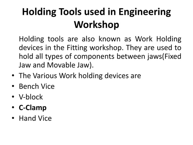 FITTING SHOP Engineering practice btech1 | PPTX